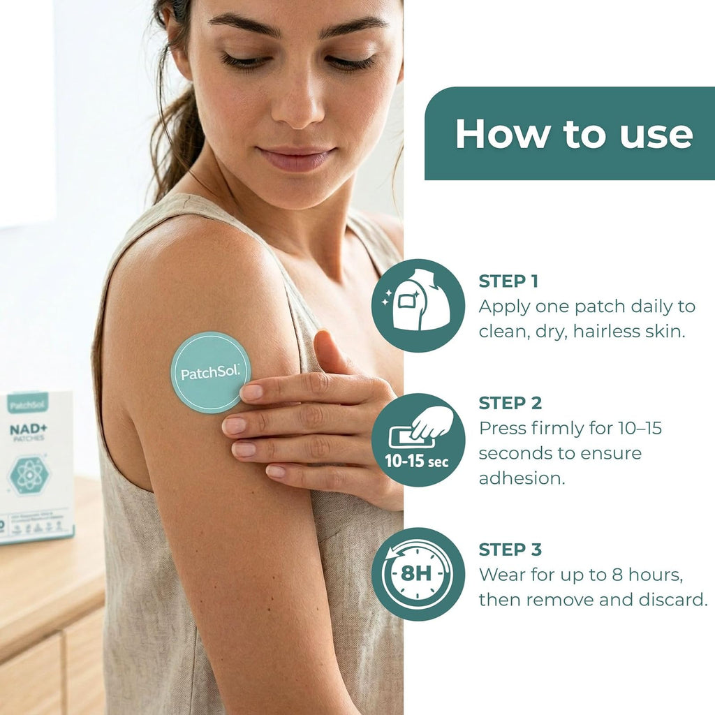 Transdermal NAD+ patches for vitality