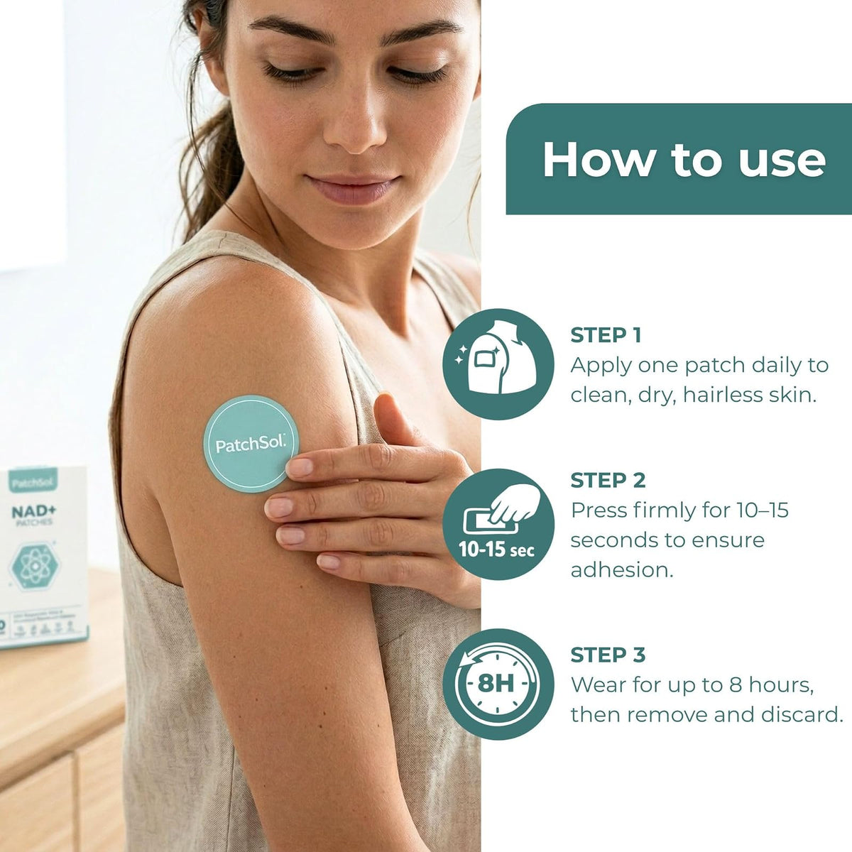 Transdermal NAD+ patches for vitality