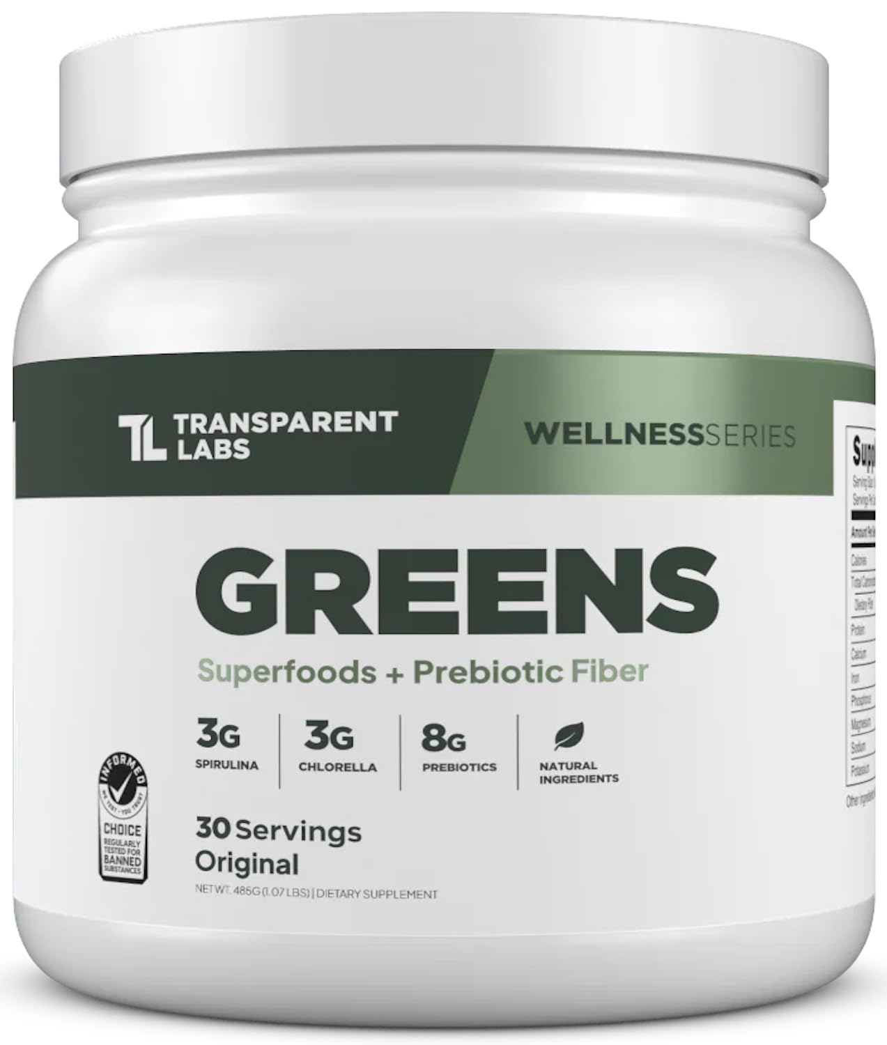 Transparent Labs prebiotic greens powder
