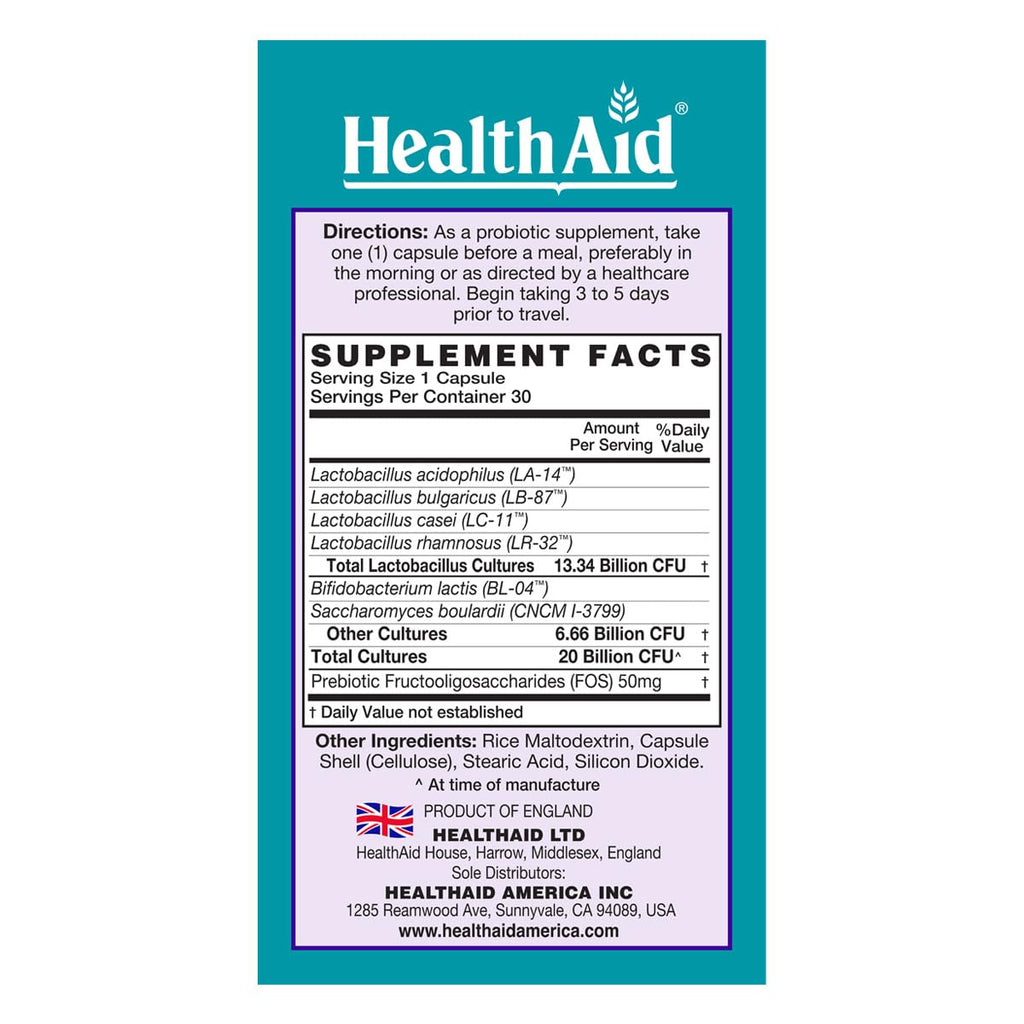 TravelProbio 20 billion CFU capsules