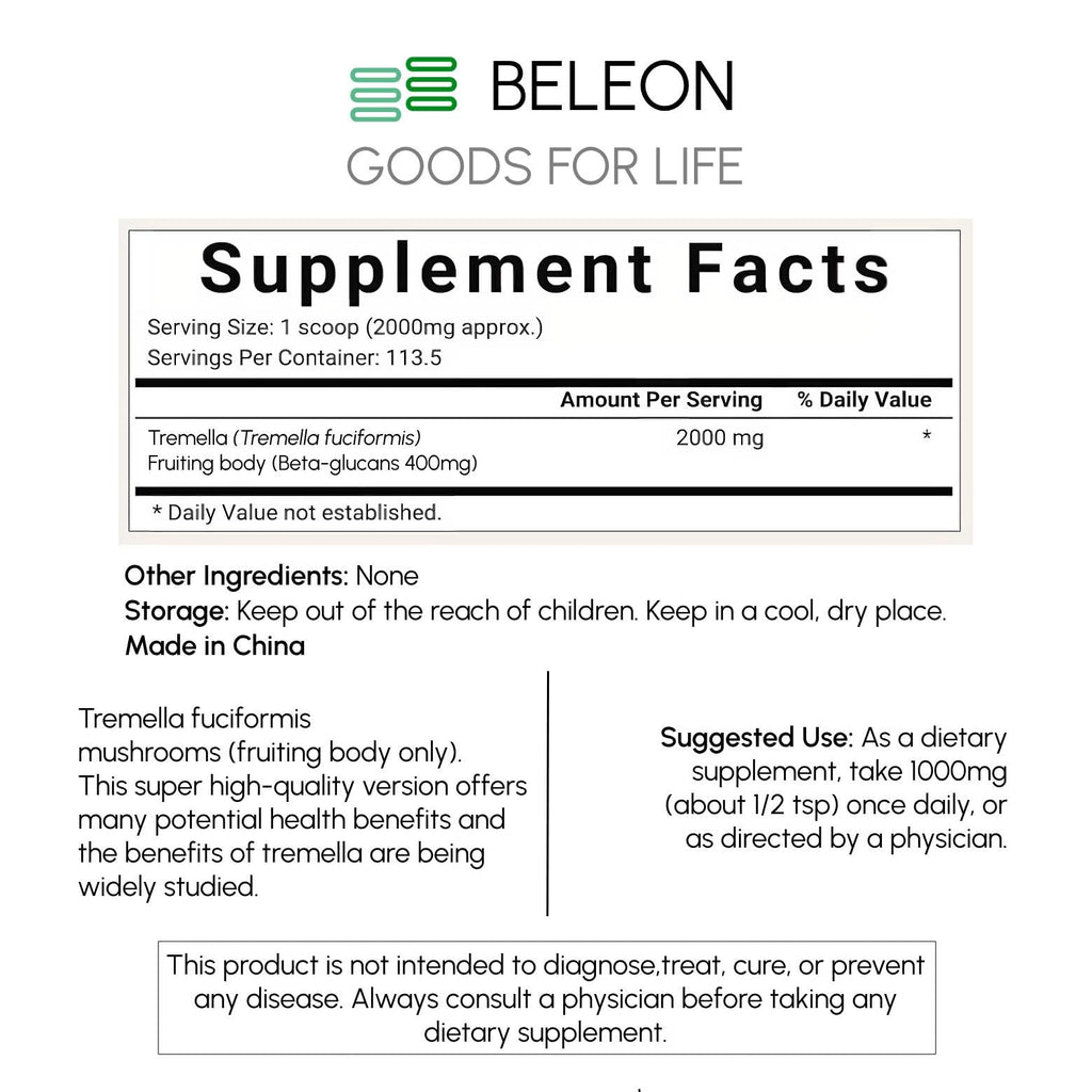 Tremella mushroom supplement for beauty