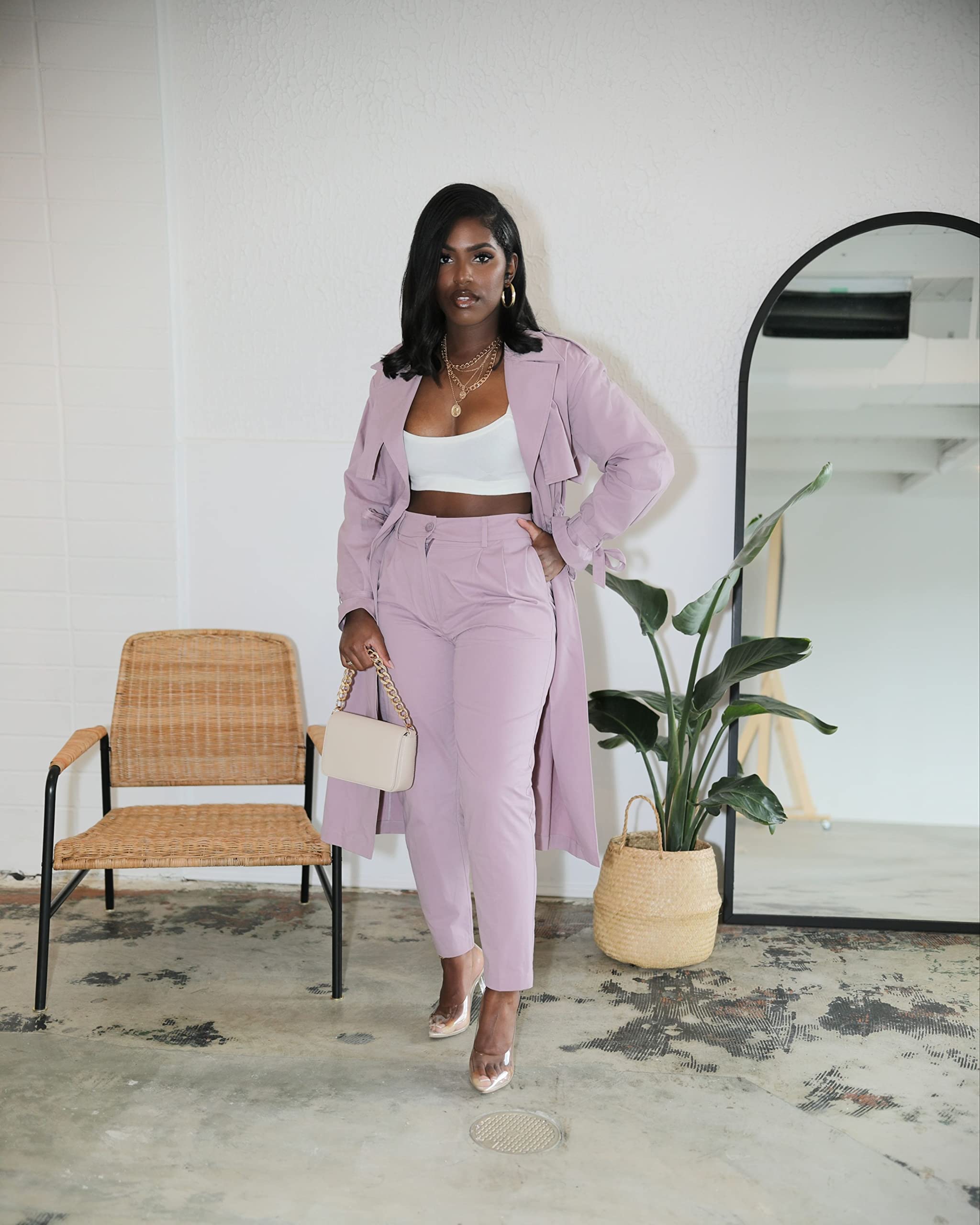 Trendy elderberry trench for everyday wear
