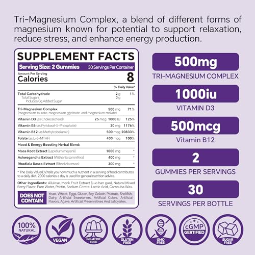 Tri magnesium gummies for relaxation