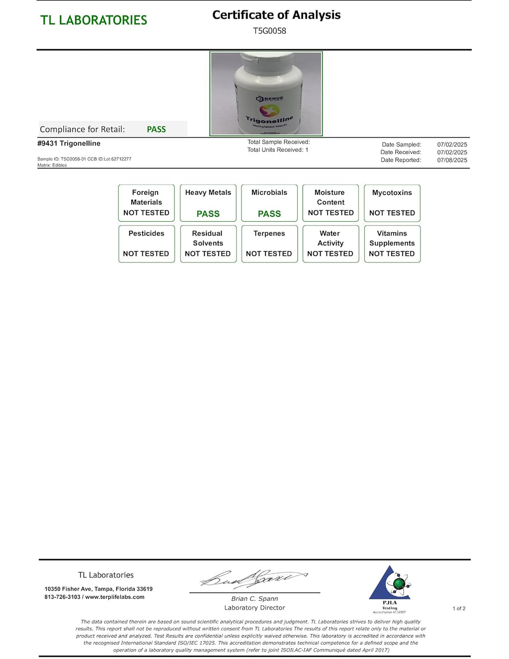Trigonelline capsules for healthy metabolism