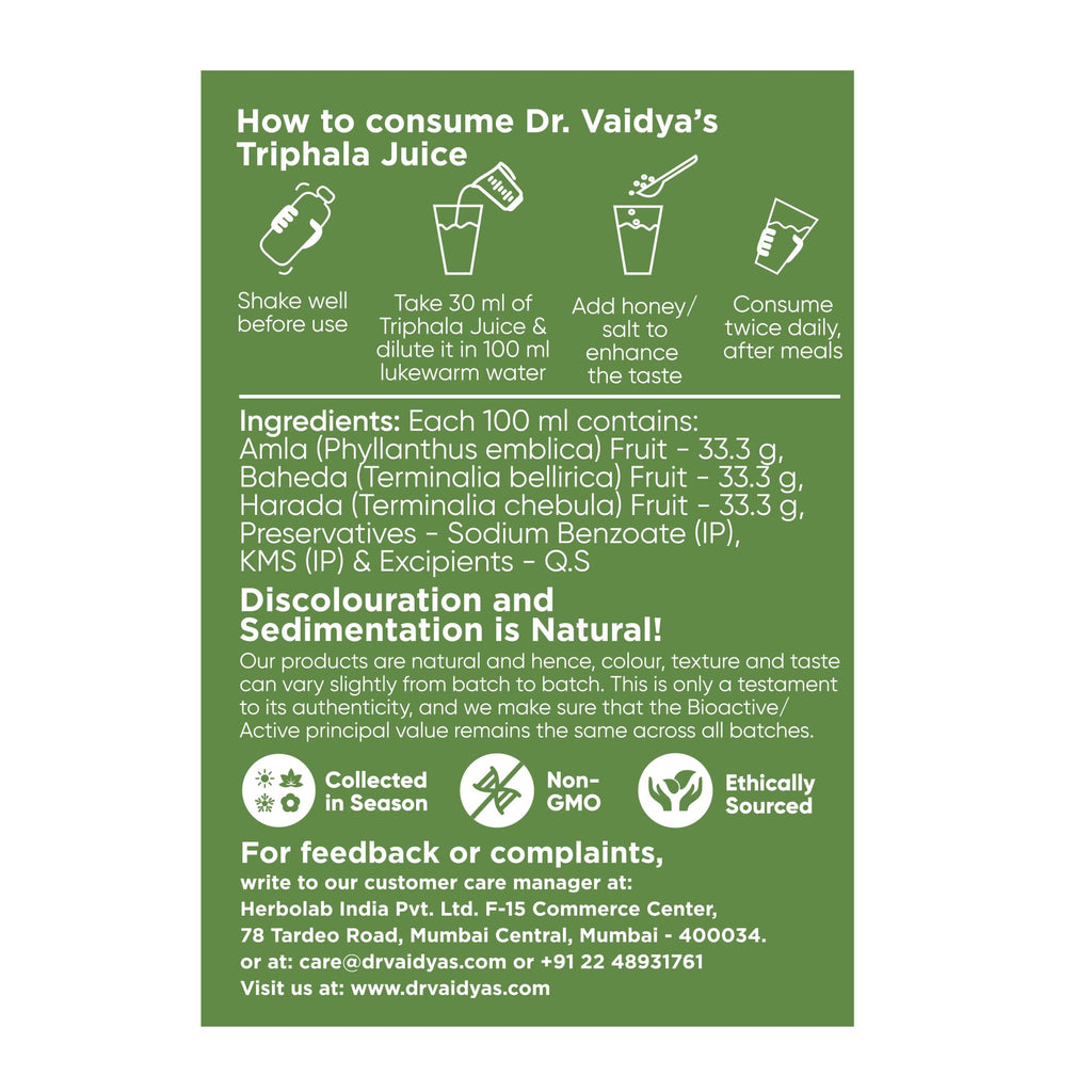 Triphala juice for balanced nutrition