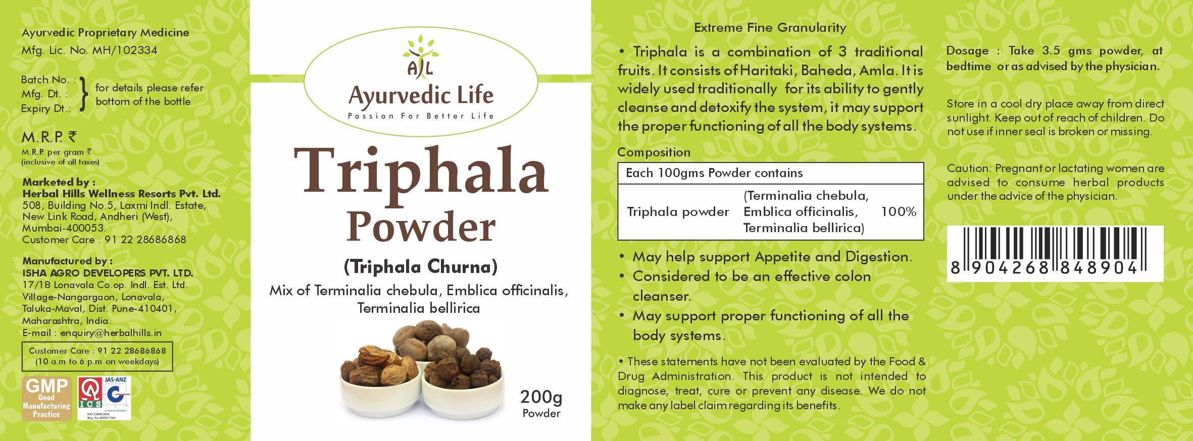 Triphala powder benefits for health