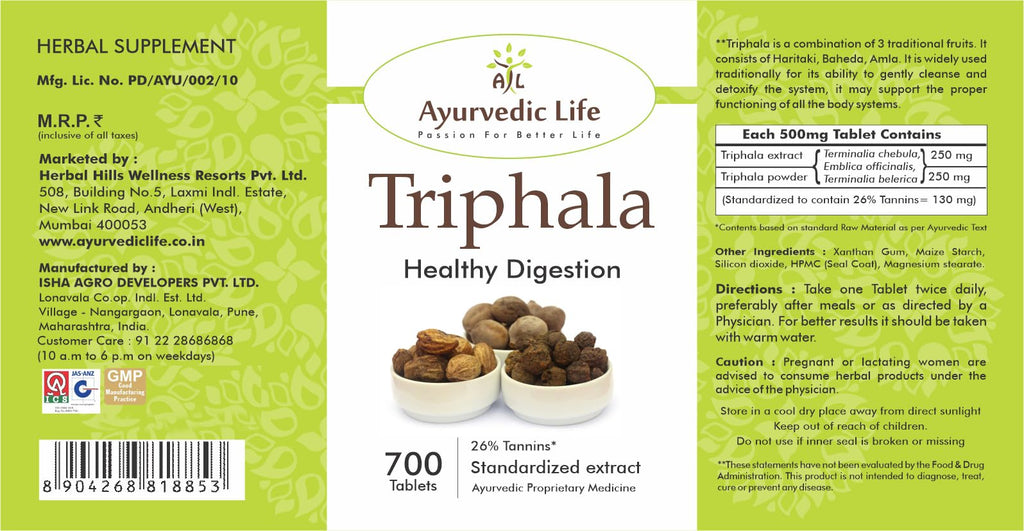 Triphala tablets for gut health