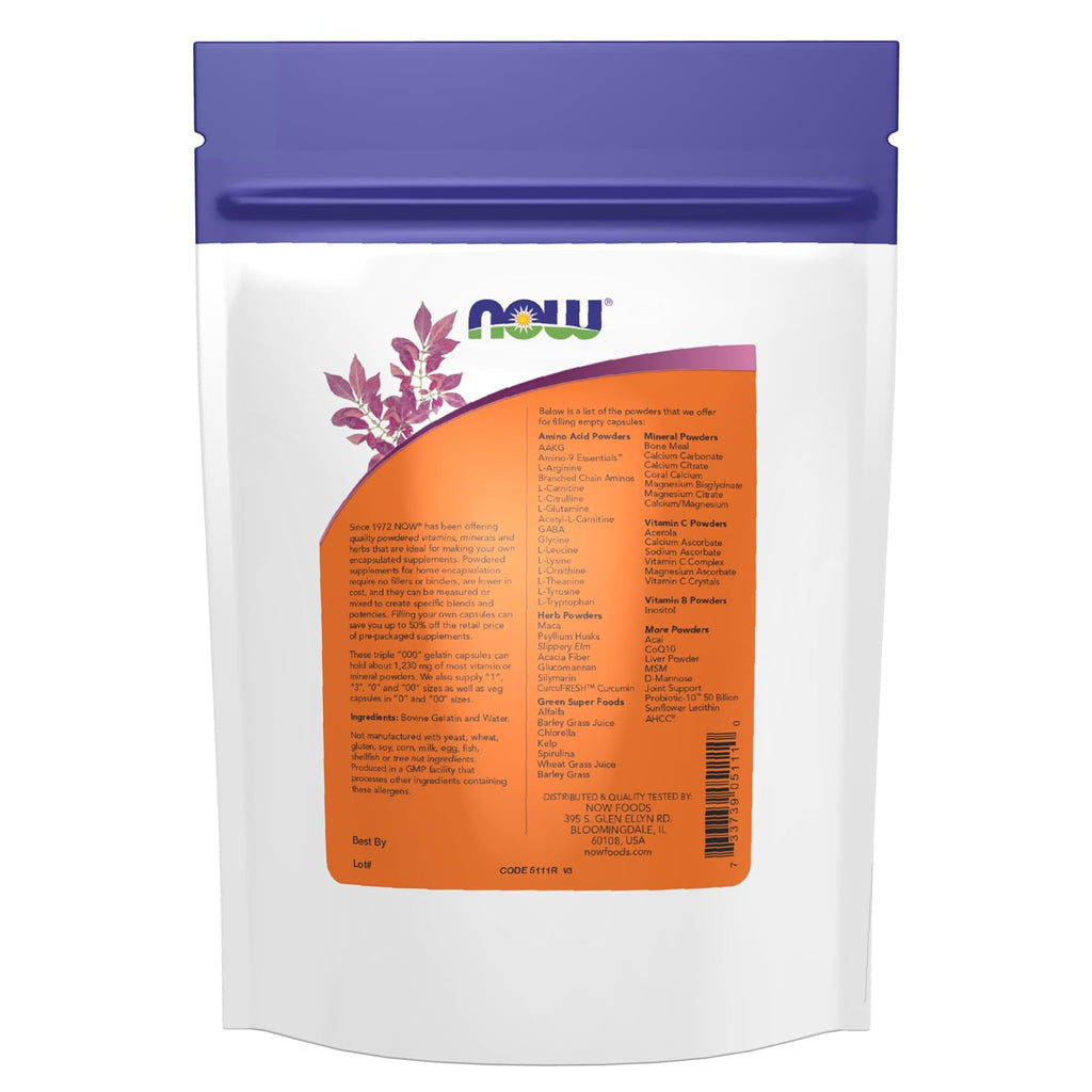 triple 000 size gelatin capsules for supplements