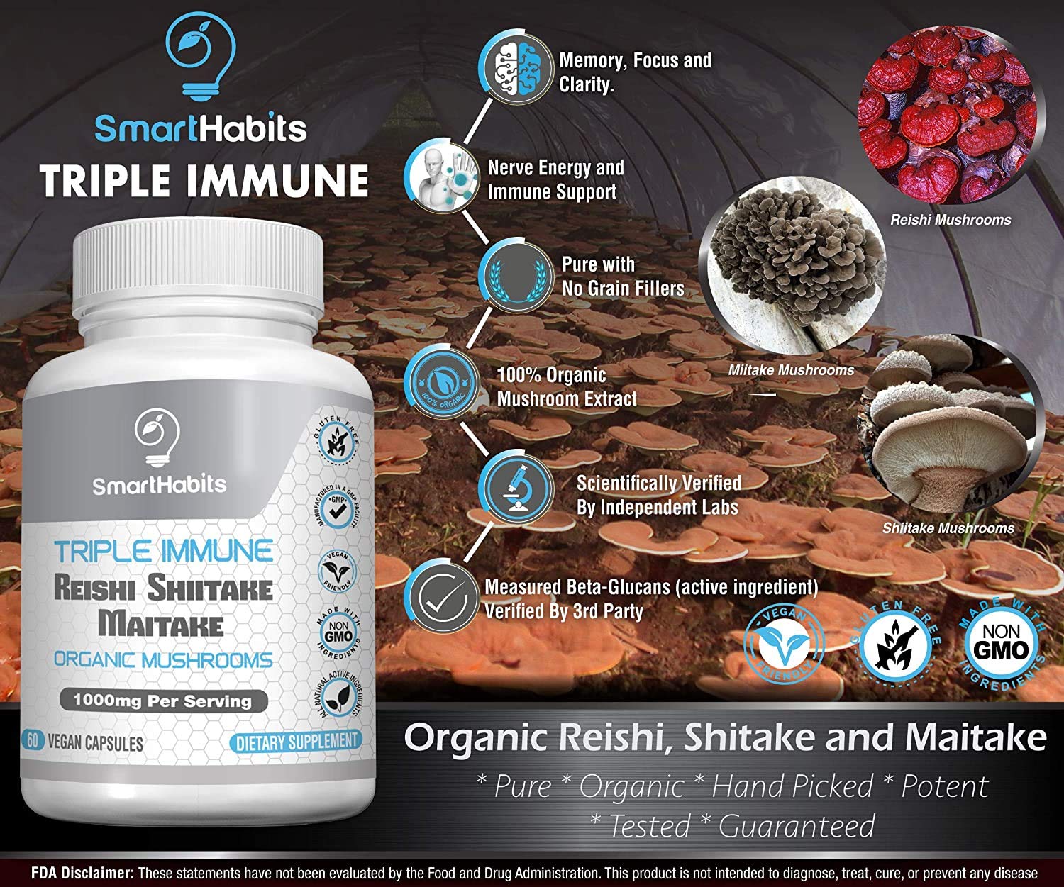 TRIPLE IMMUNE mushrooms for vitality