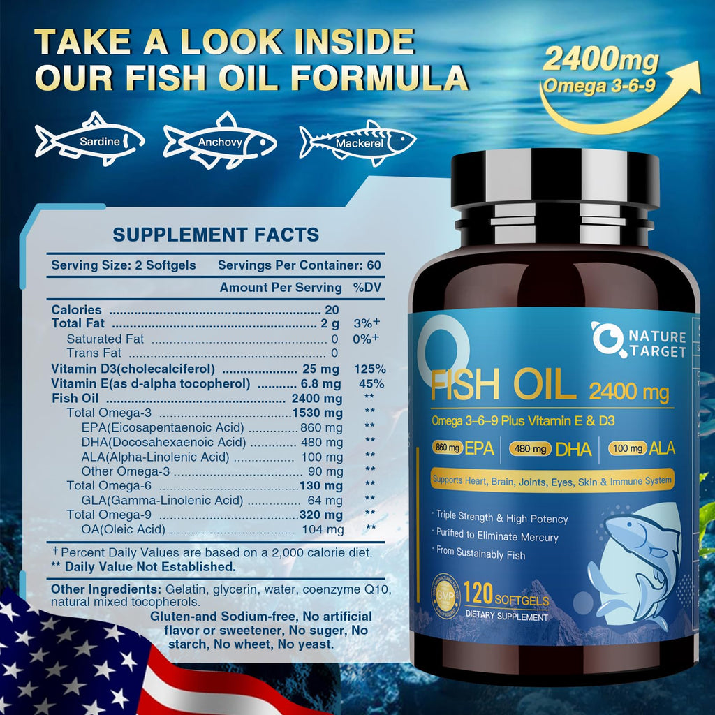 Triple Omega 3-6-9 softgels for adults