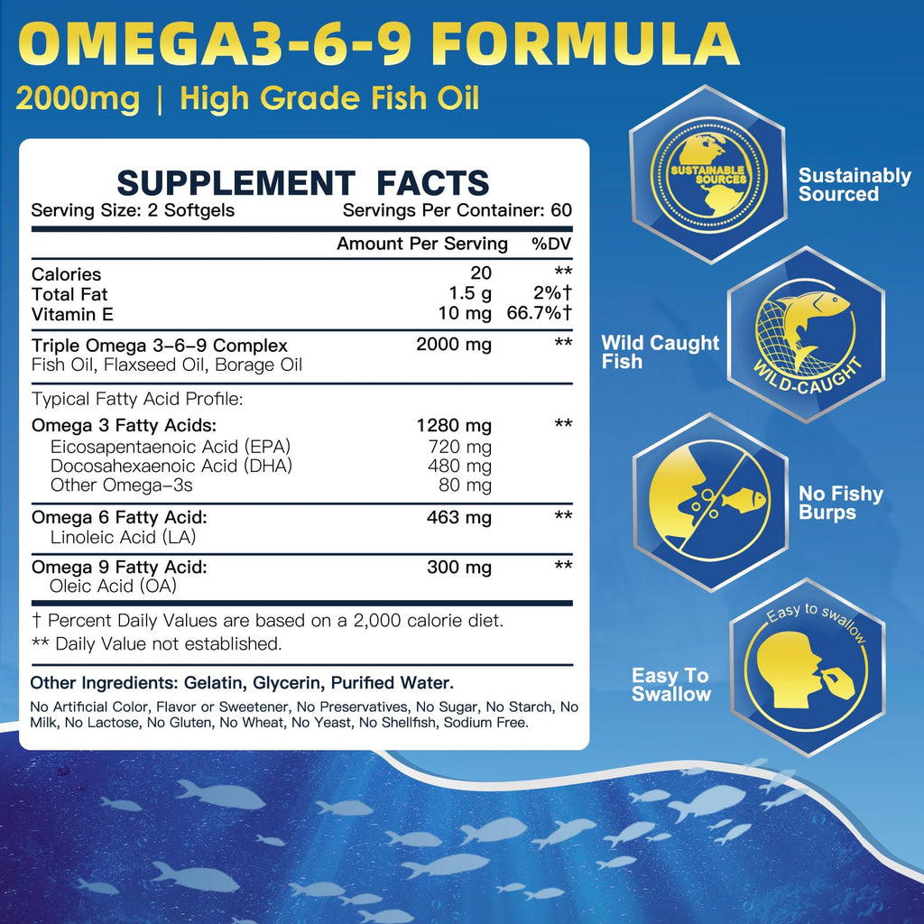 Triple Omega 3-6-9 softgels for kids