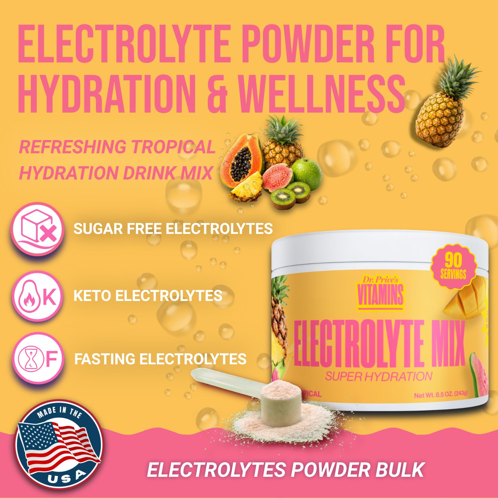 tropical electrolyte drink mix for energy
