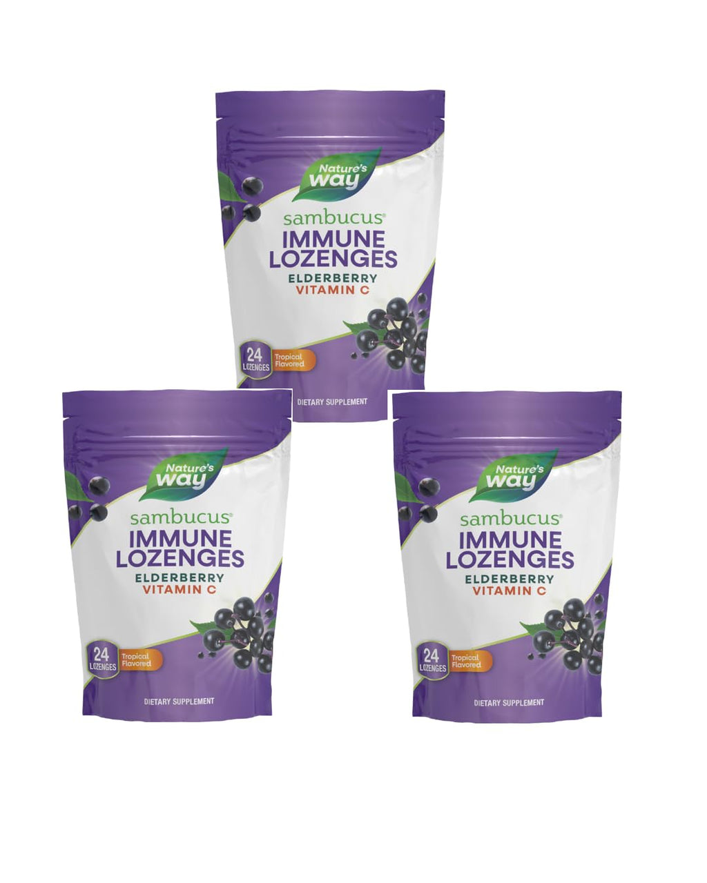 Tropical flavour elderberry lozenges pack