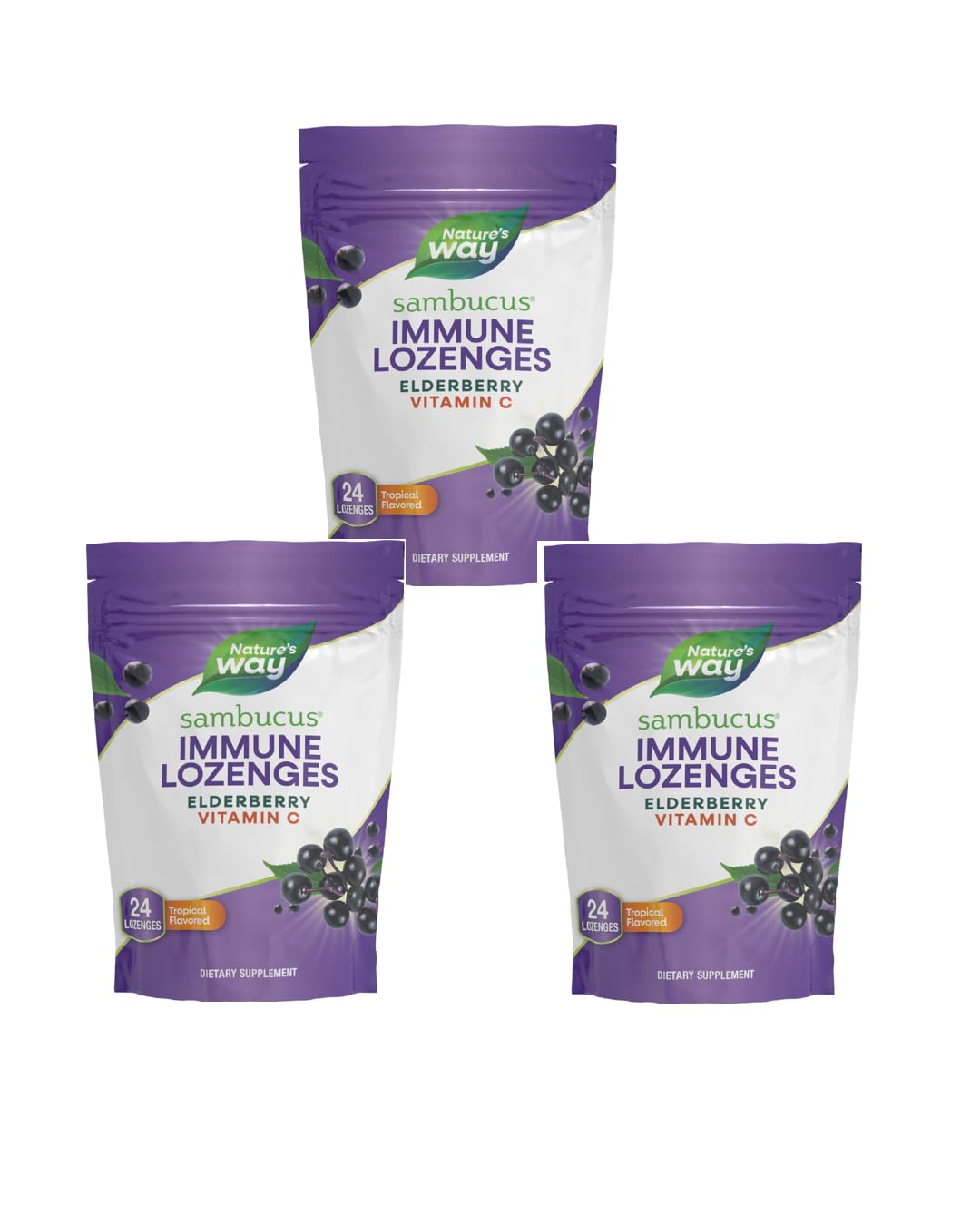 Tropical flavour elderberry lozenges pack