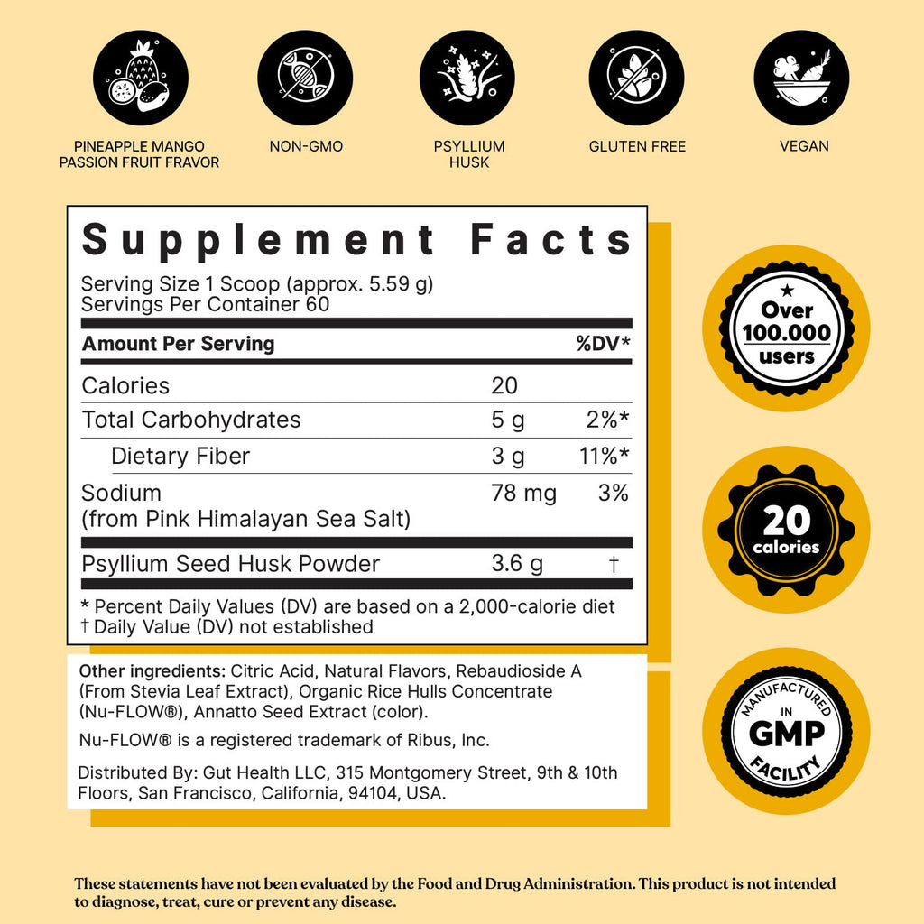 Tropical flavour psyllium fiber powder