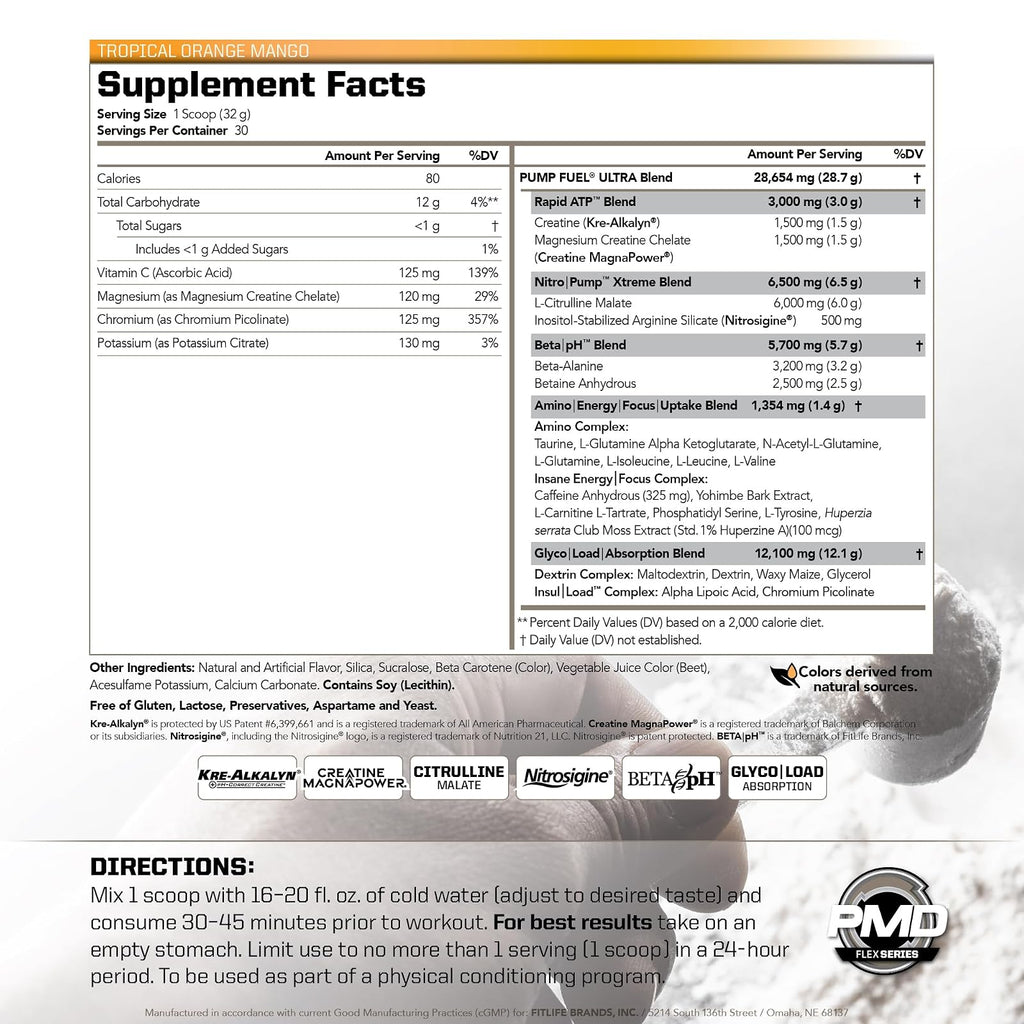 tropical orange mango pre-workout flavour