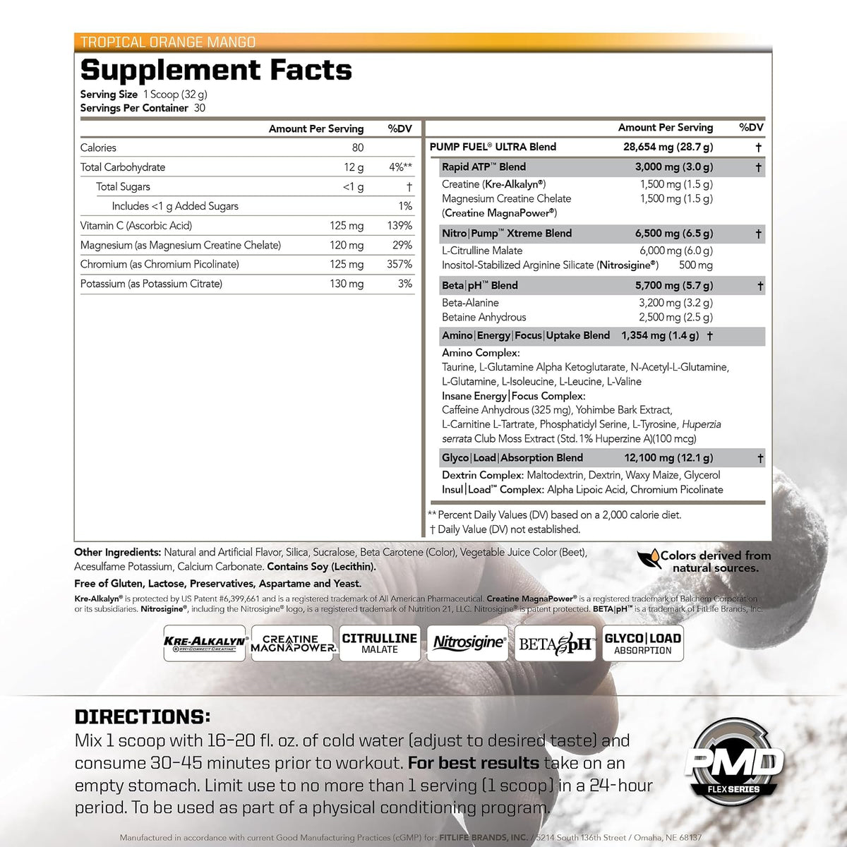 tropical orange mango pre-workout flavour