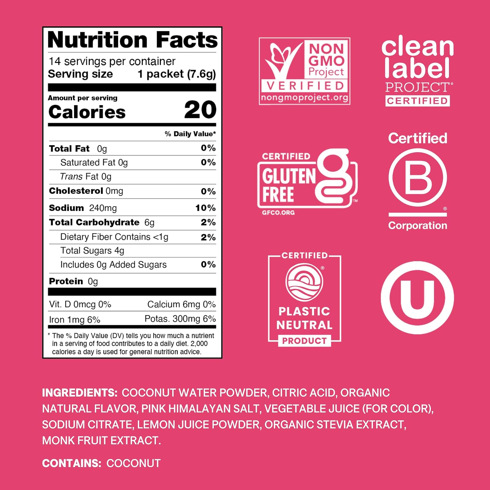 Tropical punch electrolyte powder packets