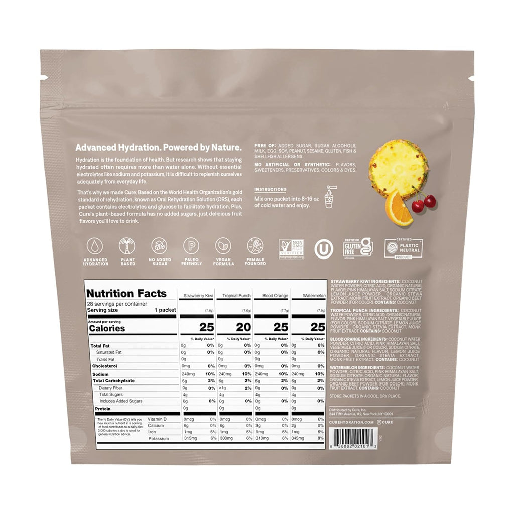 Tropical variety electrolyte powder packets
