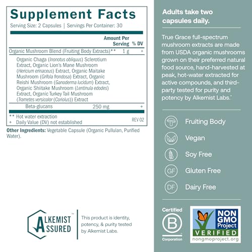 True Grace mushroom supplement capsules