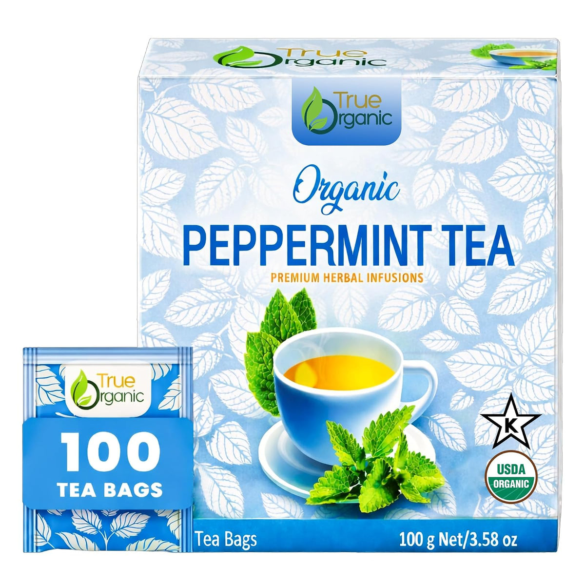 True Organic peppermint tea bags