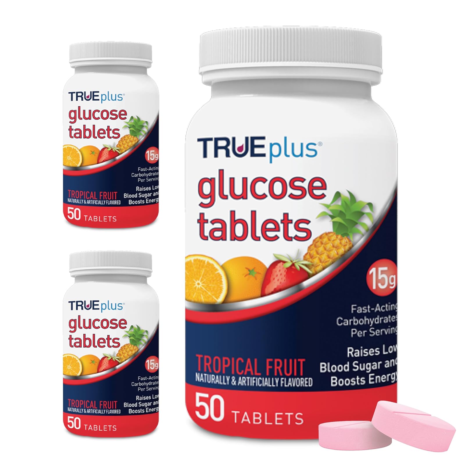 TRUEplus glucose tablets tropical fruit