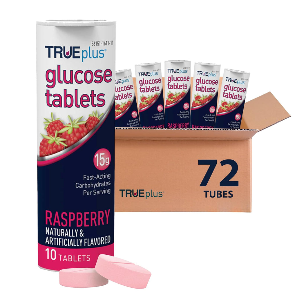 TRUEplus raspberry glucose tablets