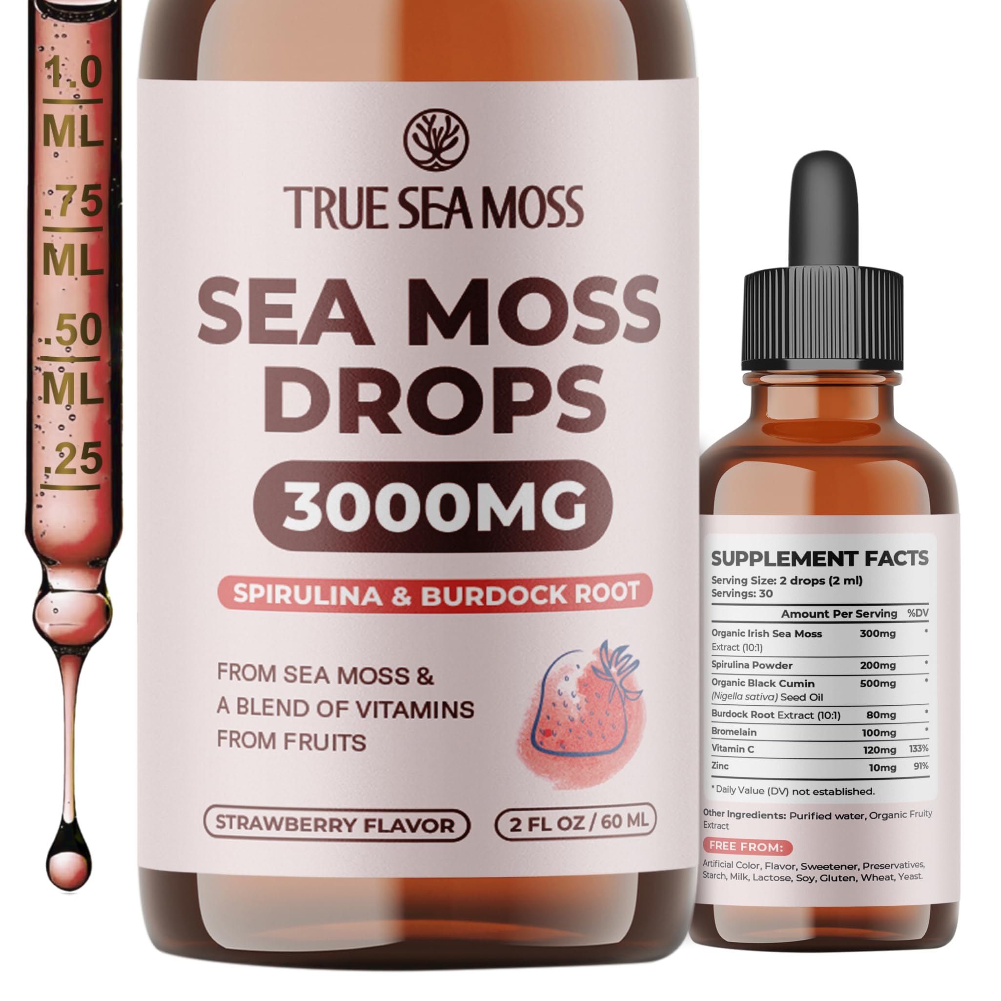 TrueSeaMoss strawberry sea moss drops