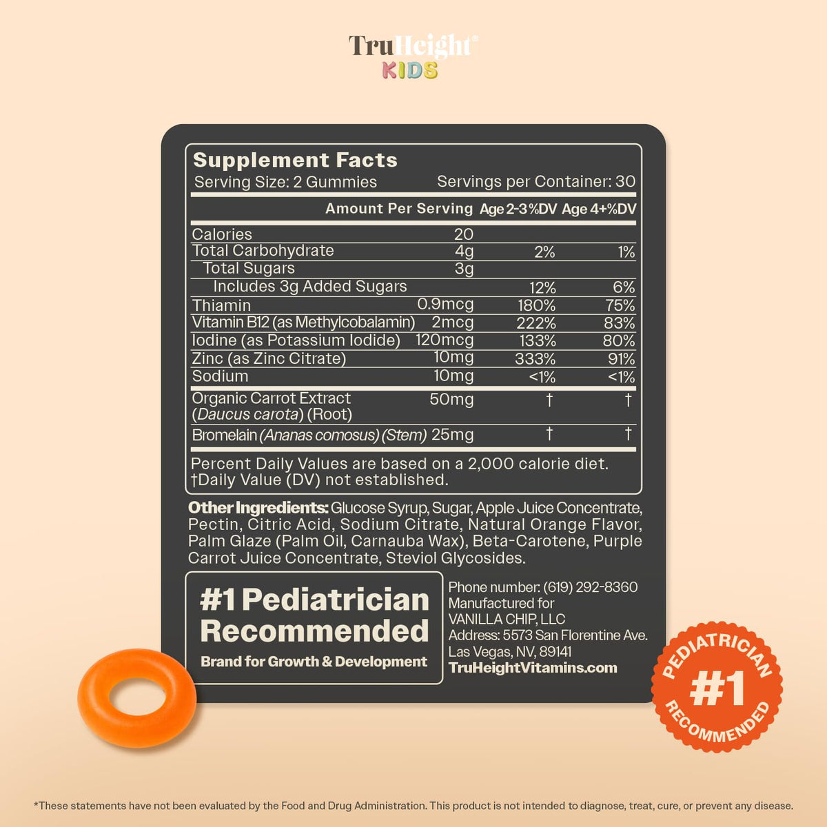 TruHeight kids gummies with essential vitamins
