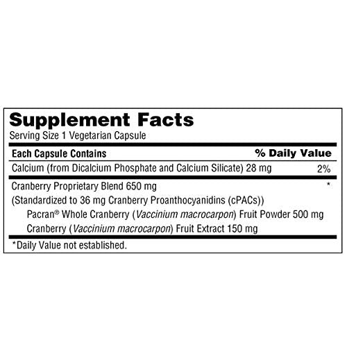 trunature cranberry 650 mg vegetarian supplement