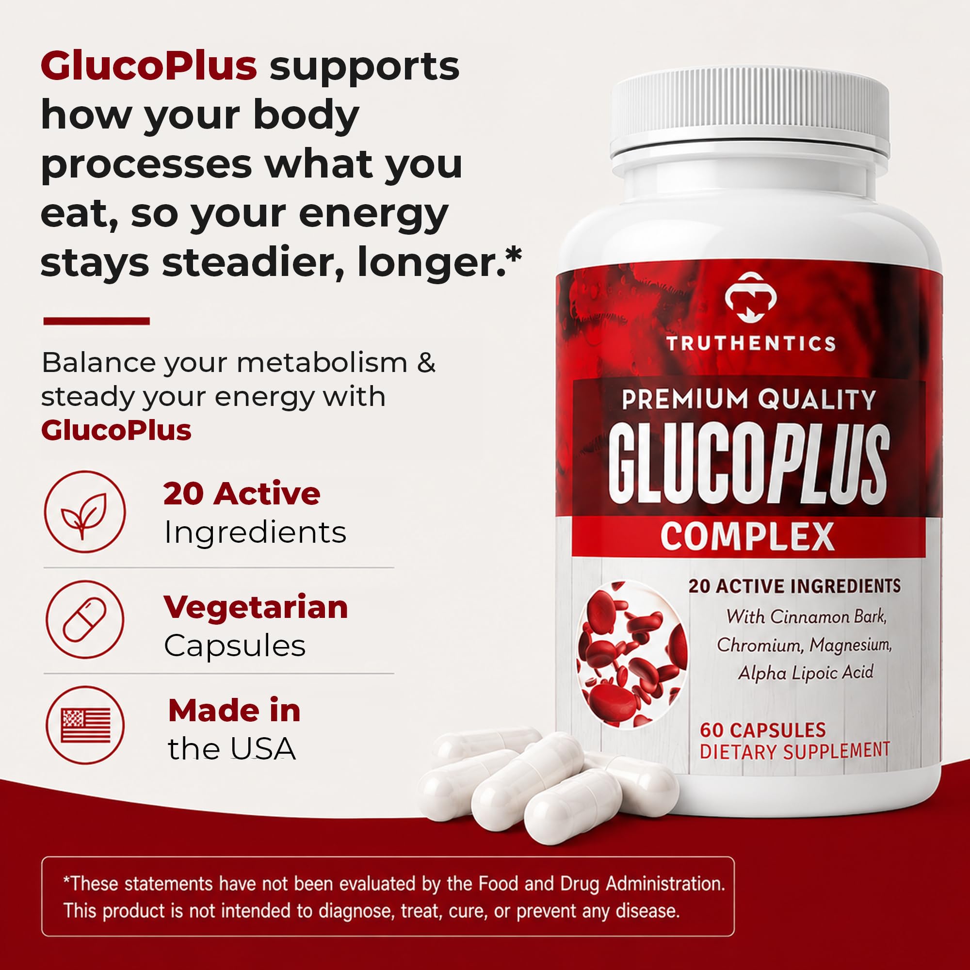 TRUTHENTICS GlucoPlus for healthy aging