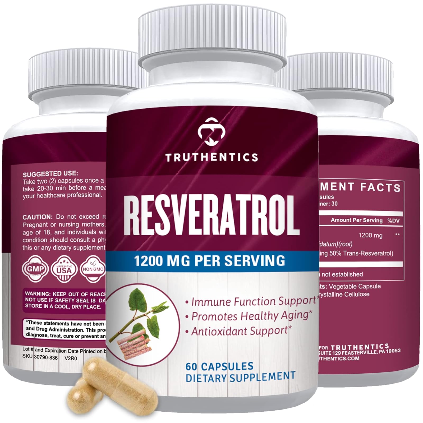 TRUTHENTICS Resveratrol 1200 mg capsules