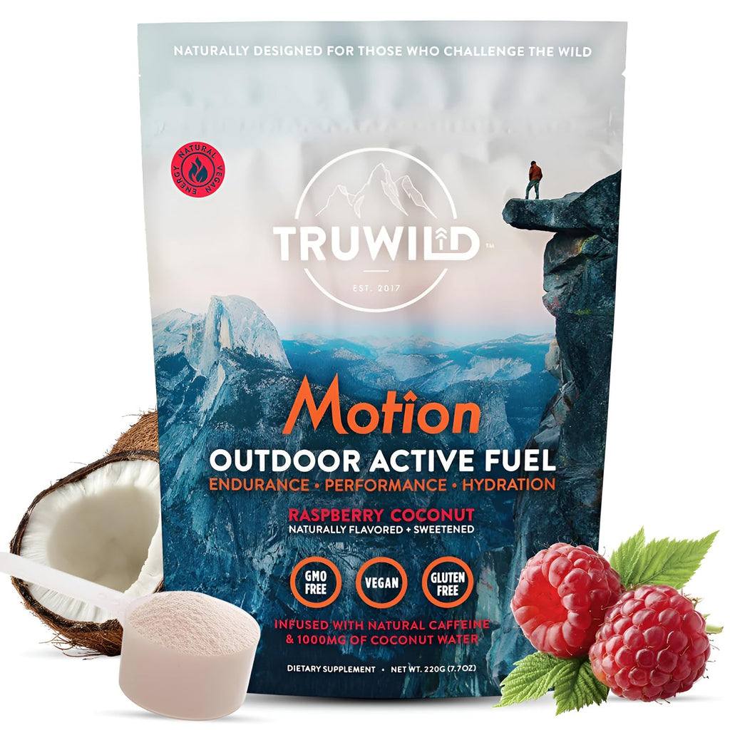 TruWild pre-workout powder coconut raspberry
