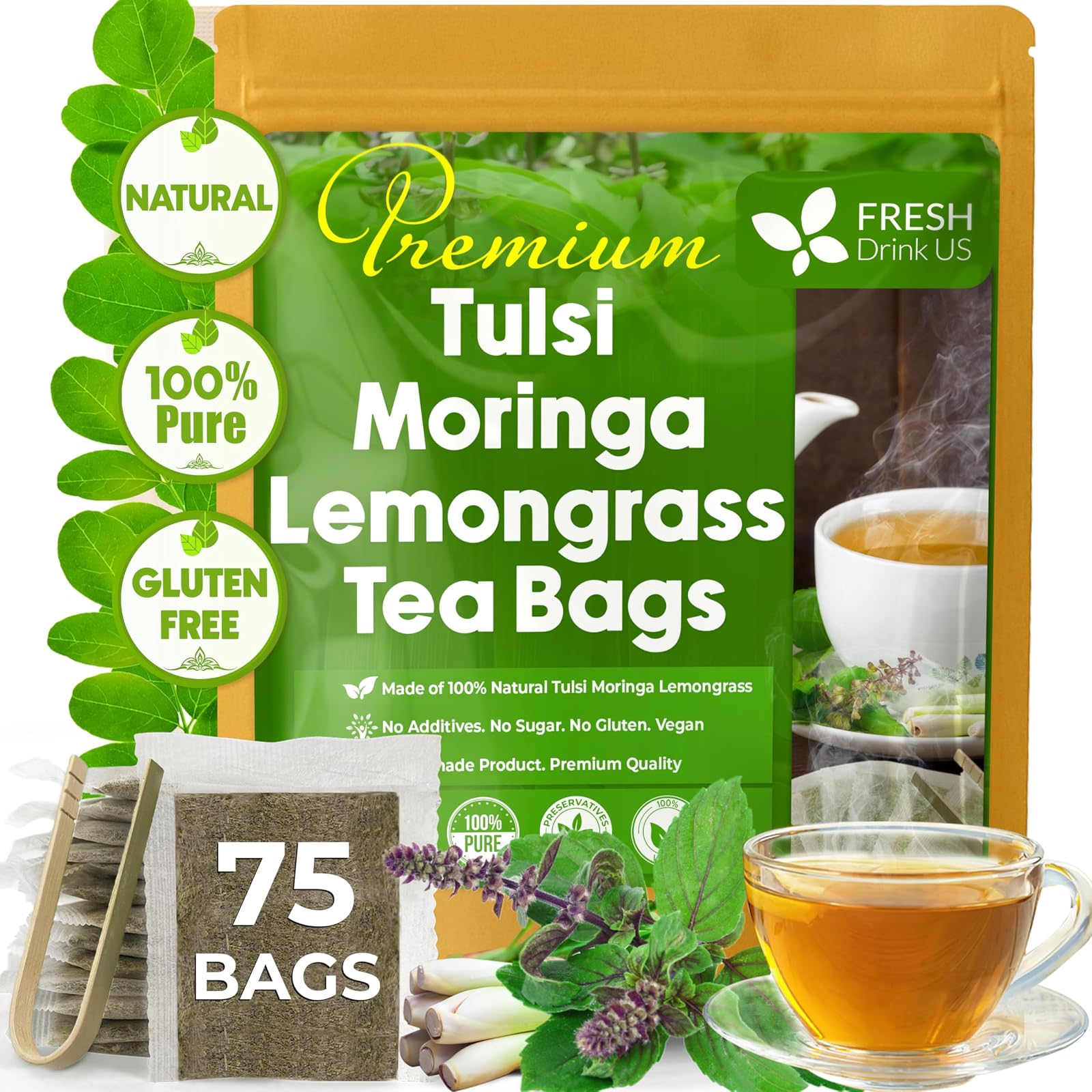 Tulsi Moringa Lemongrass tea bags