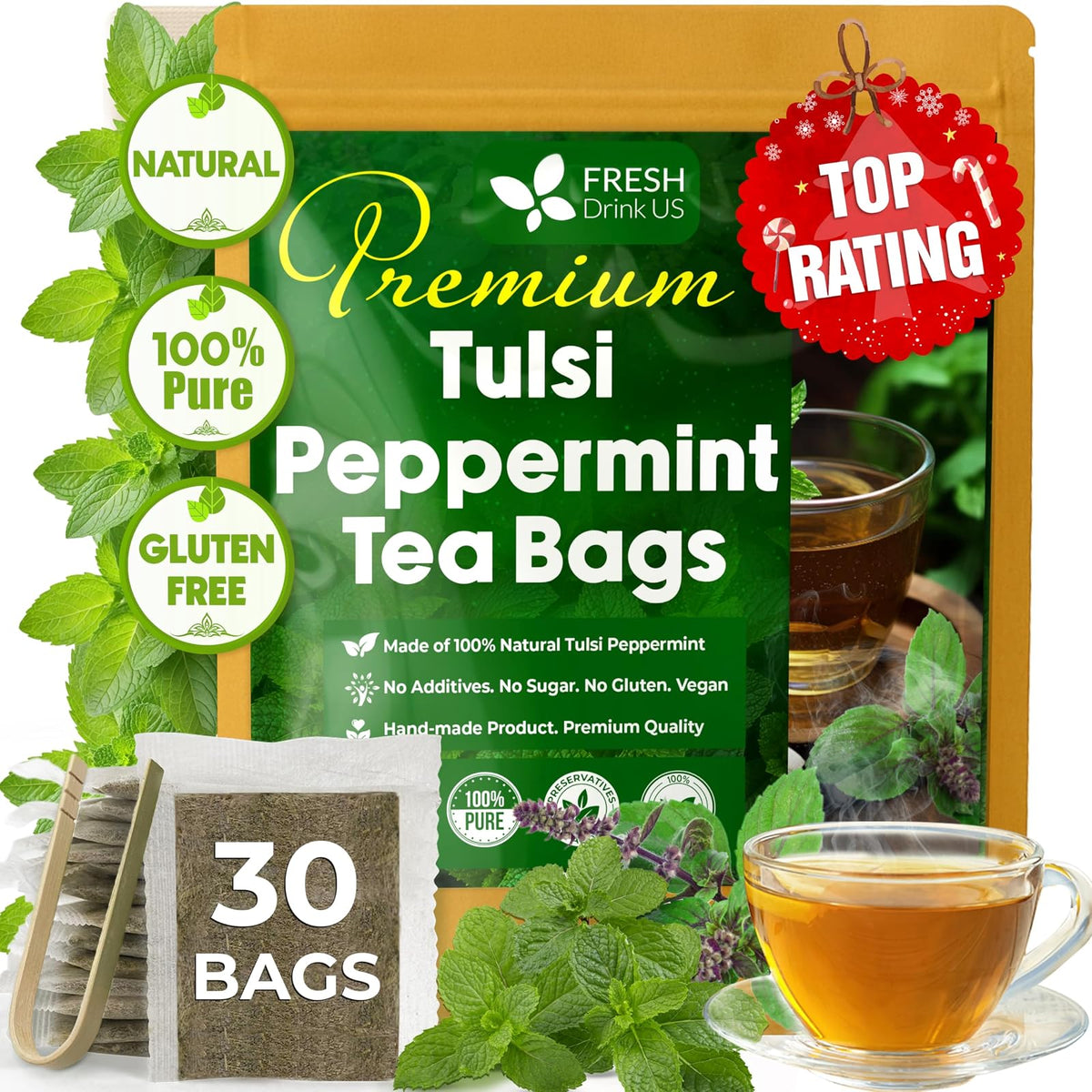 Tulsi peppermint herbal tea bags