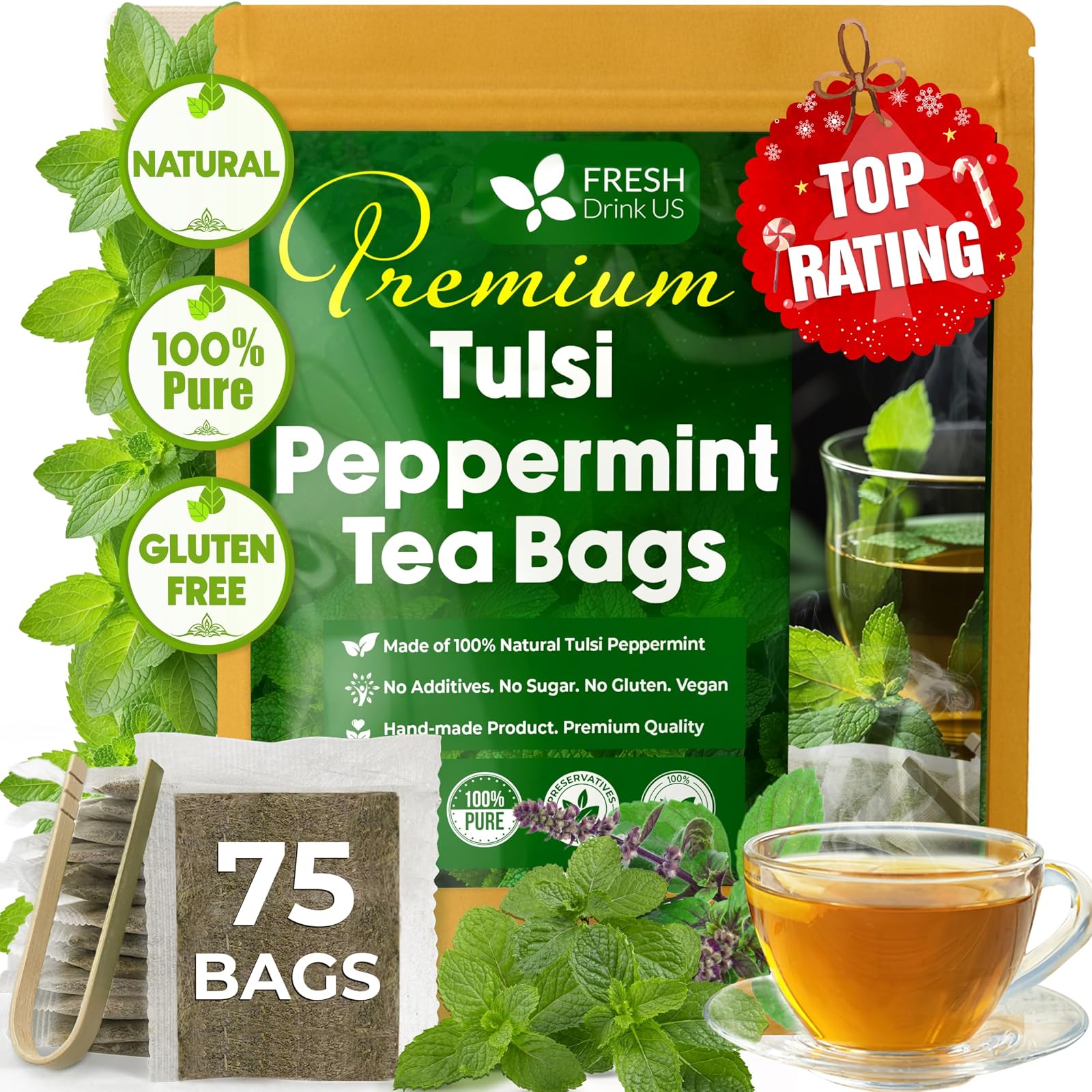 Tulsi peppermint herbal tea bags