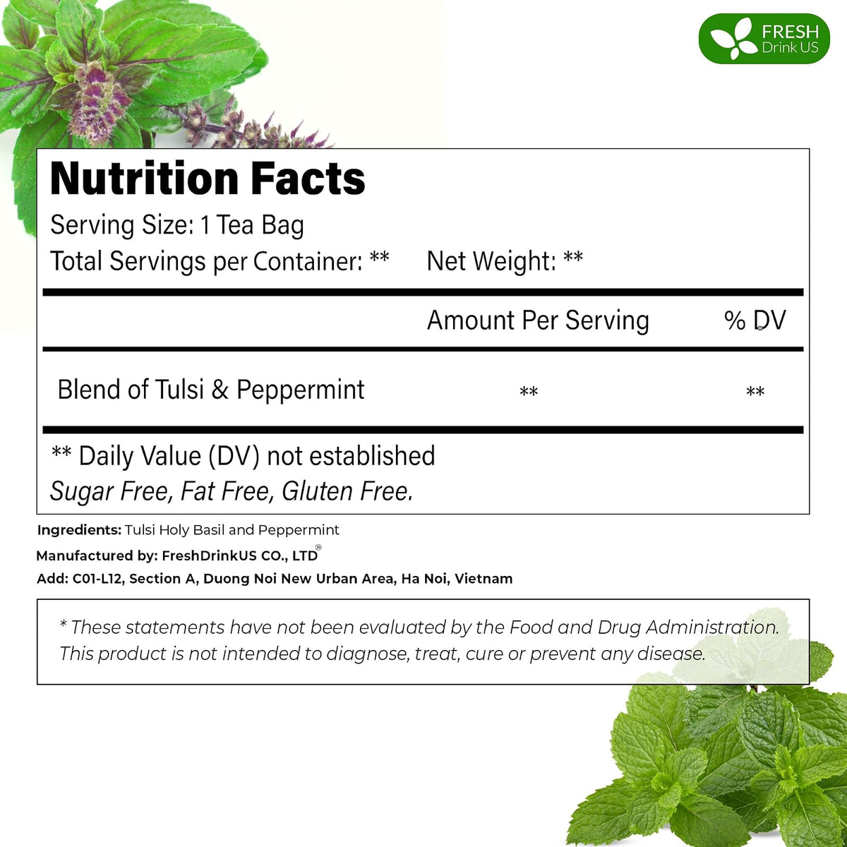 Tulsi peppermint tea for energy