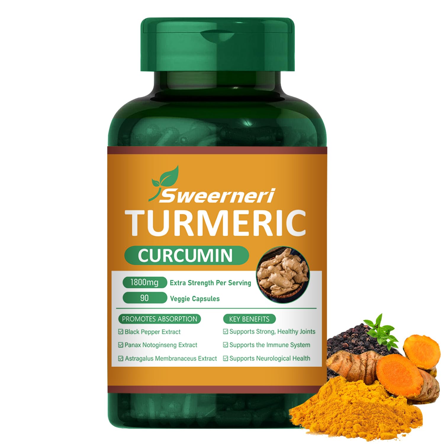 Turmeric Curcumin 1800 mg capsules