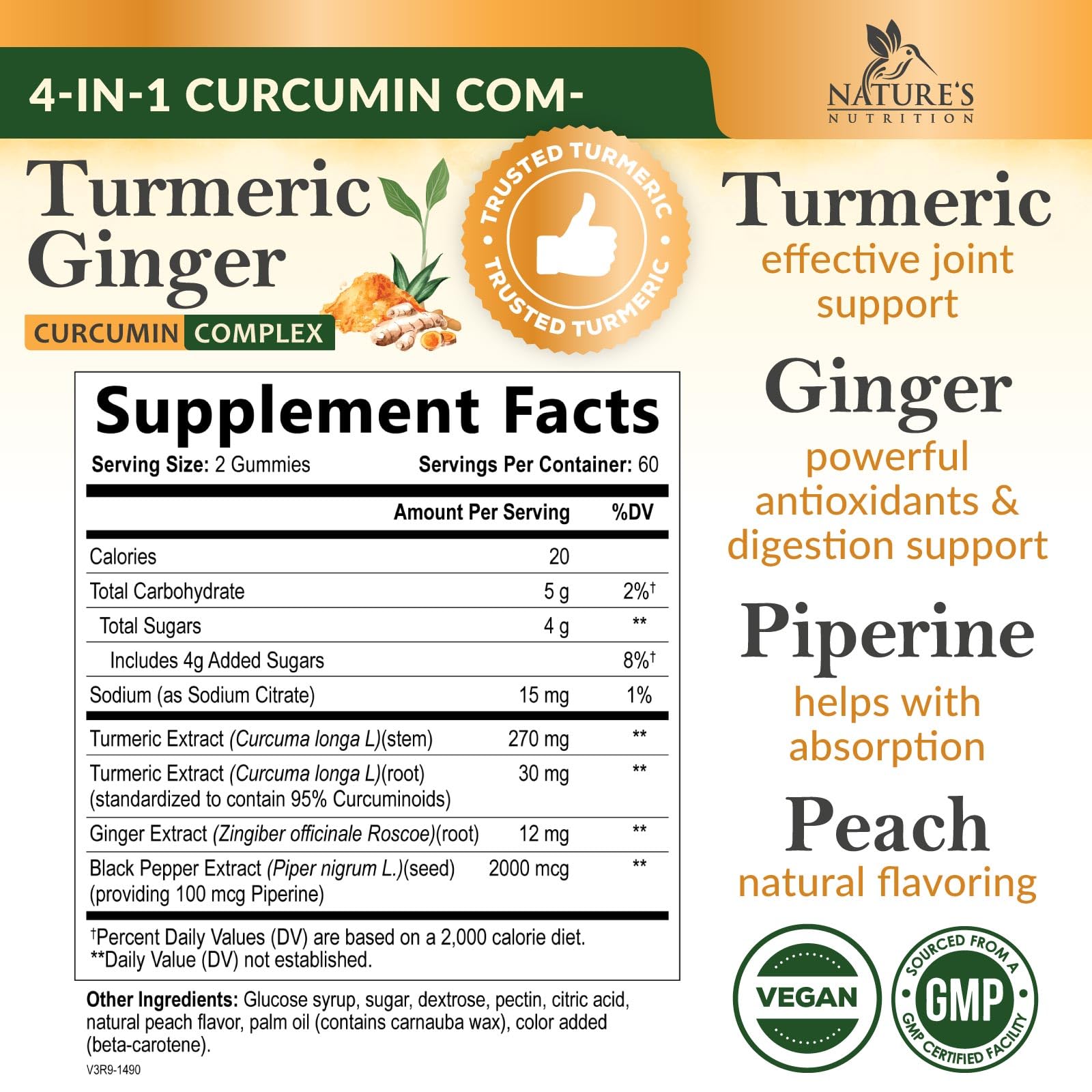 Turmeric curcumin gummies with 95% curcuminoids