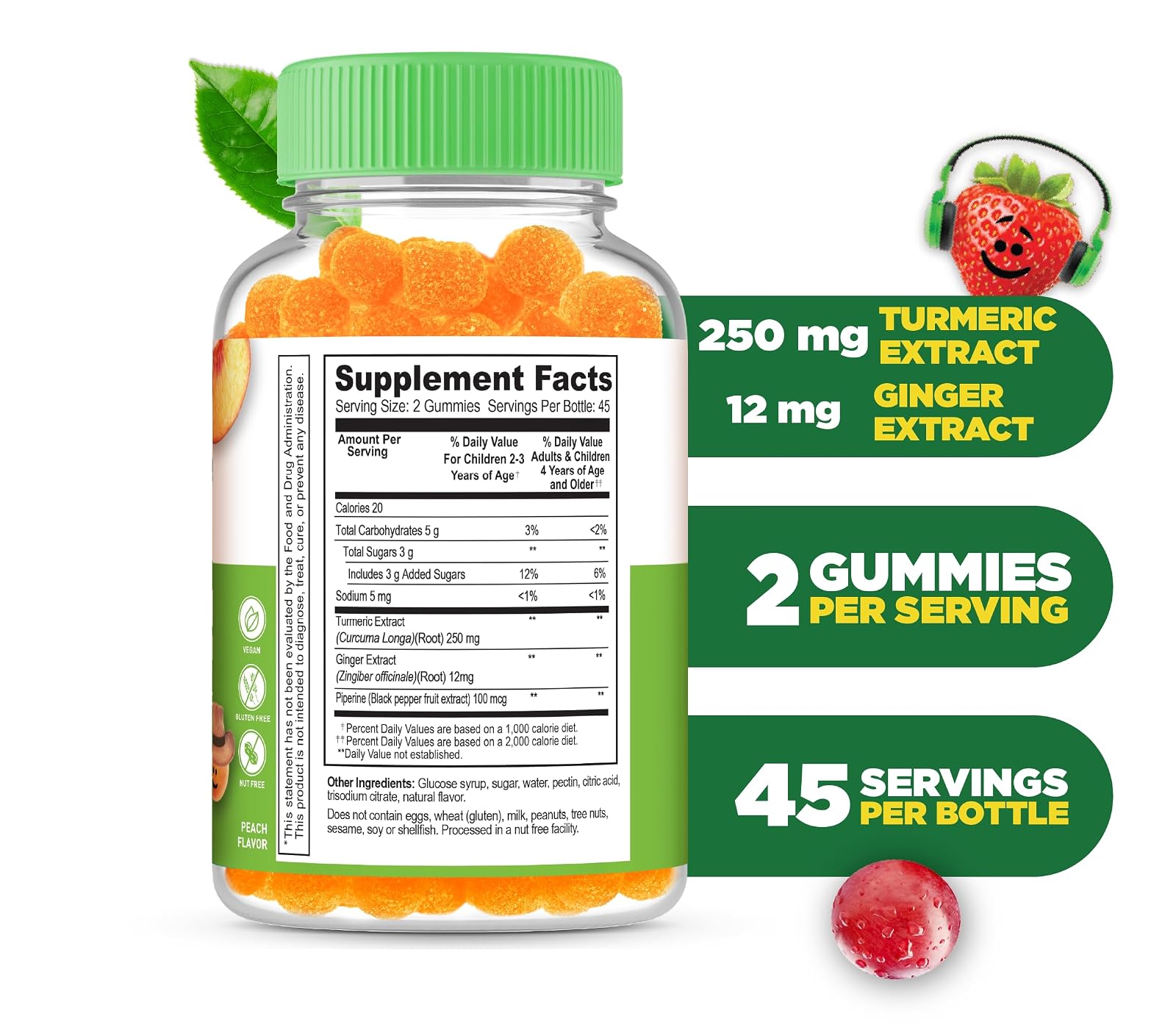 Turmeric curcumin gummies with ginger benefits