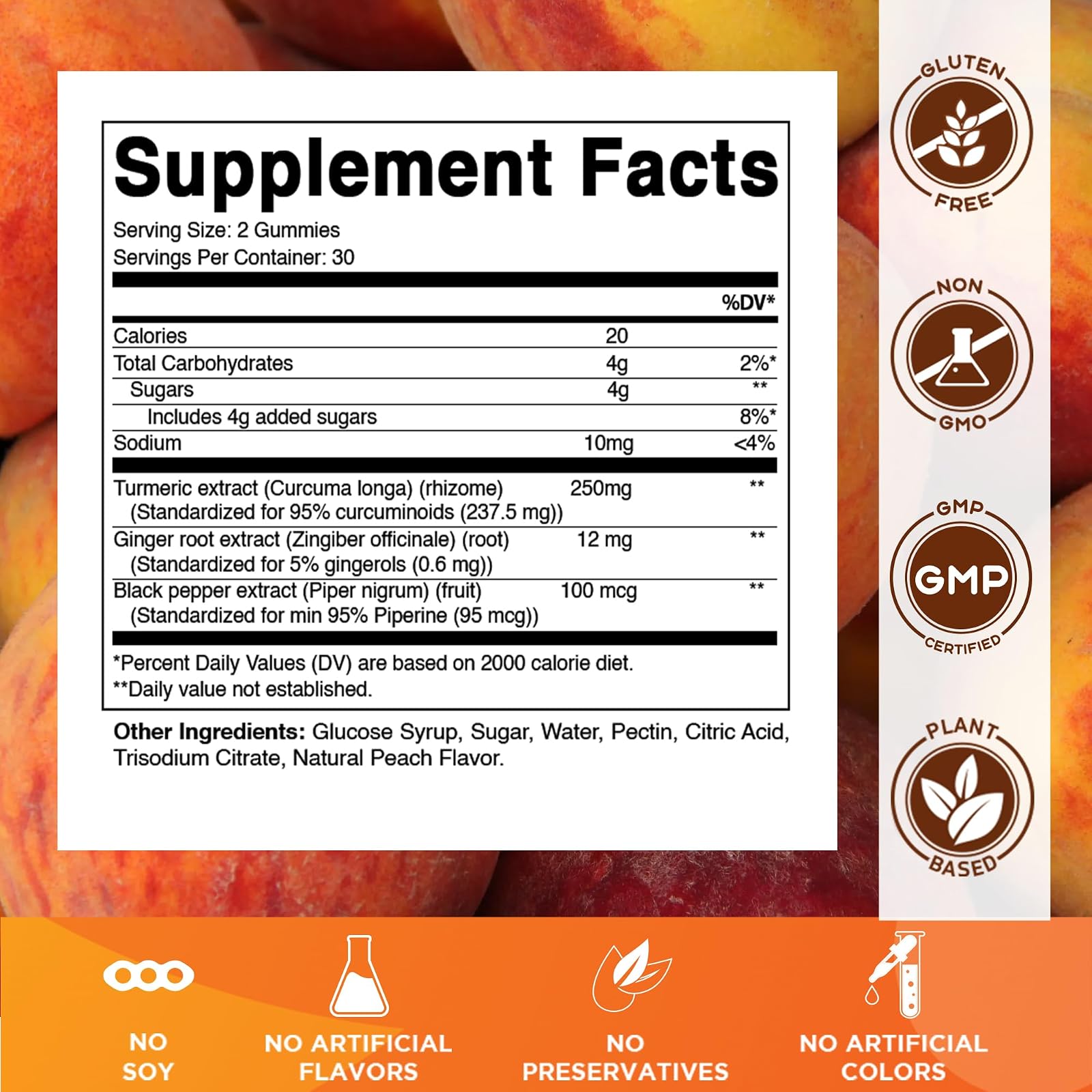 Turmeric curcumin gummies with ginger