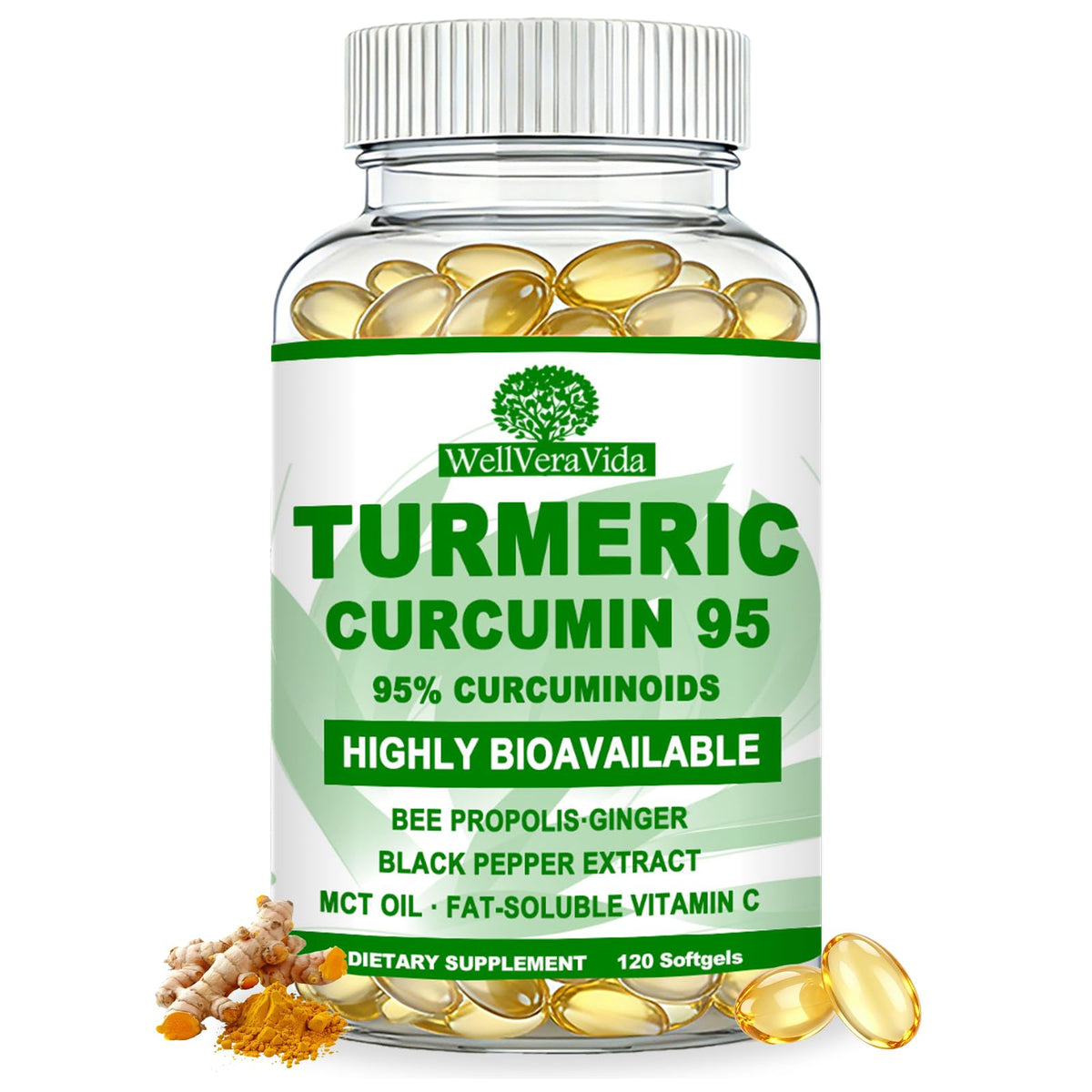 Turmeric curcumin softgels with ginger