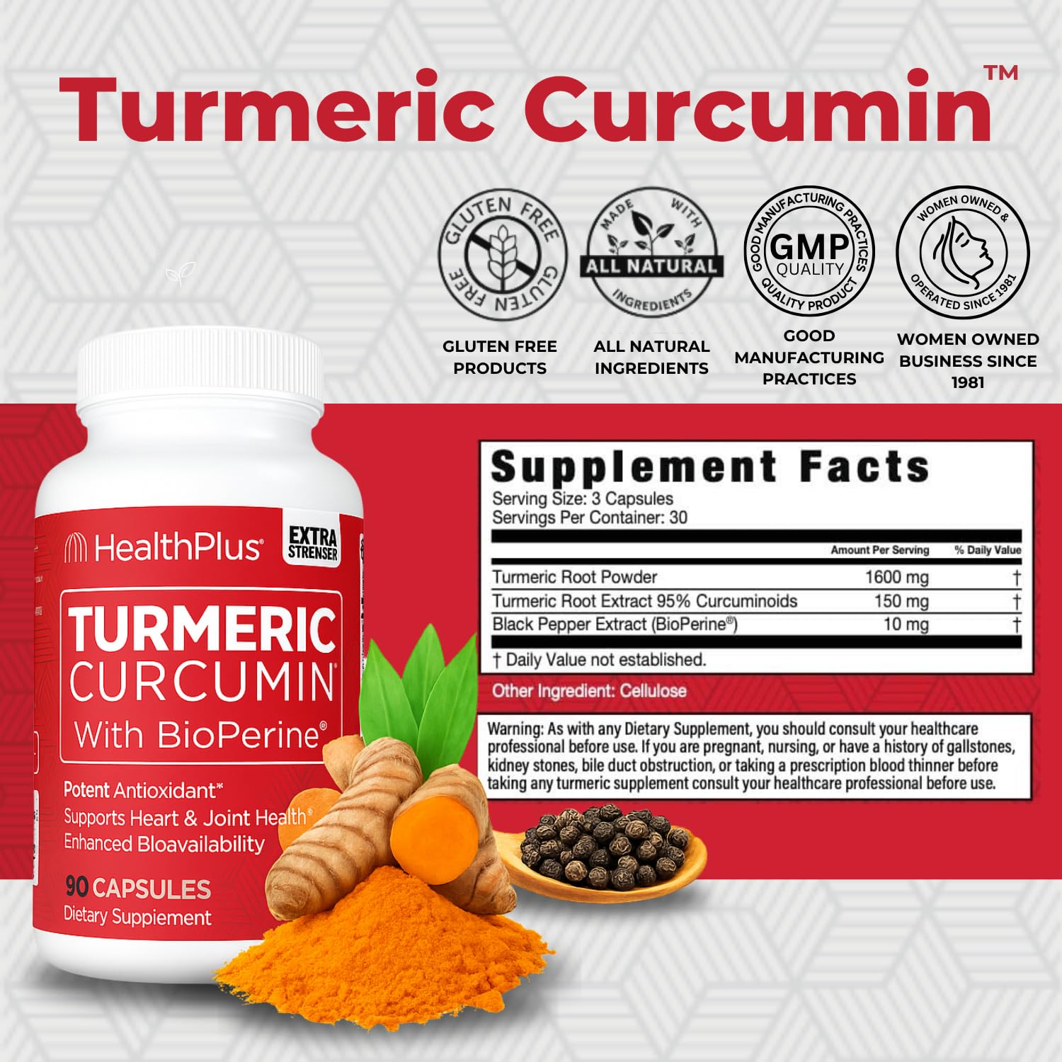 Turmeric curcumin with BioPerine benefits