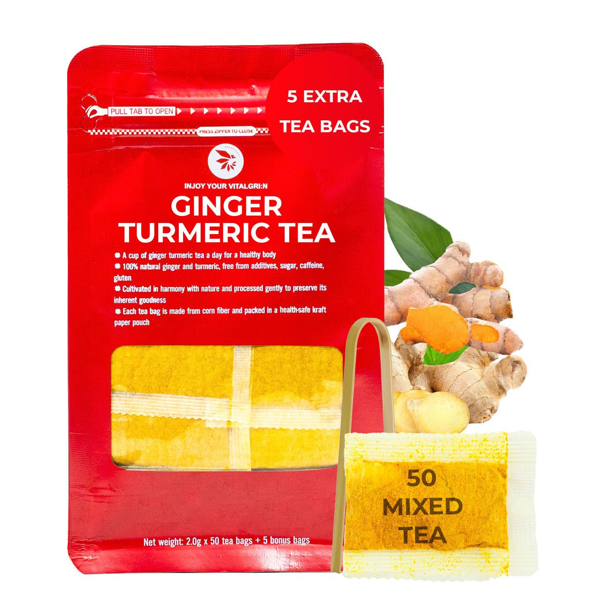Turmeric ginger tea bags for wellness