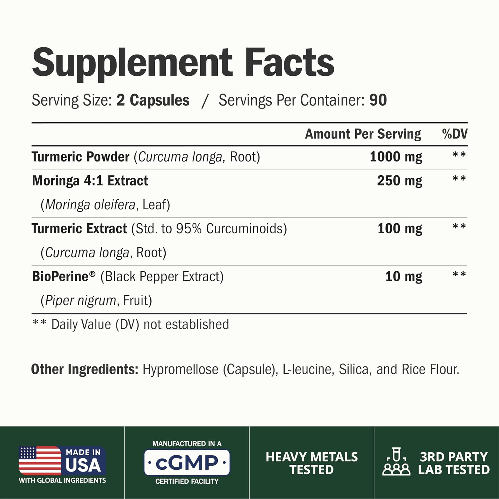 Turmeric infused moringa capsules