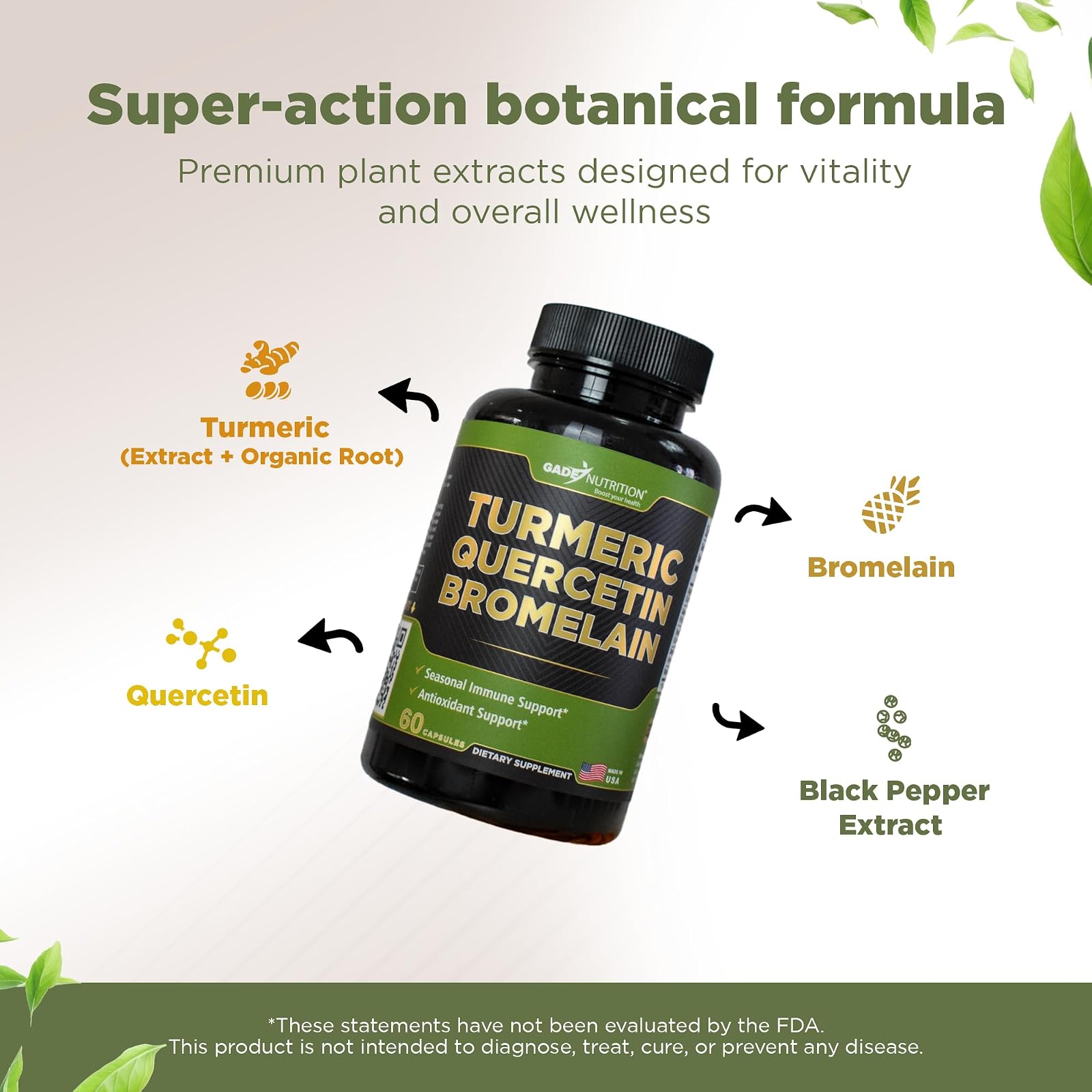 Turmeric quercetin with bromelain capsules