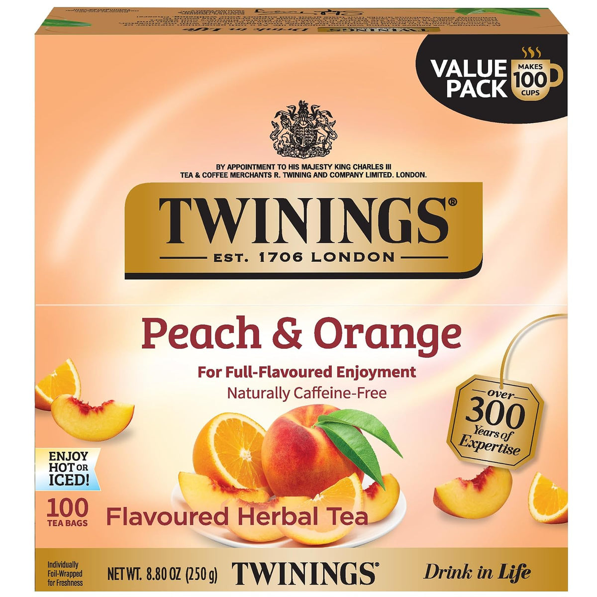 Twinings peach orange herbal tea bags