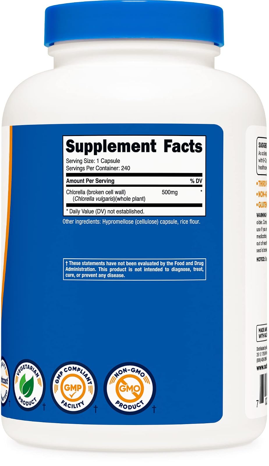 two bottles of Nutricost chlorella