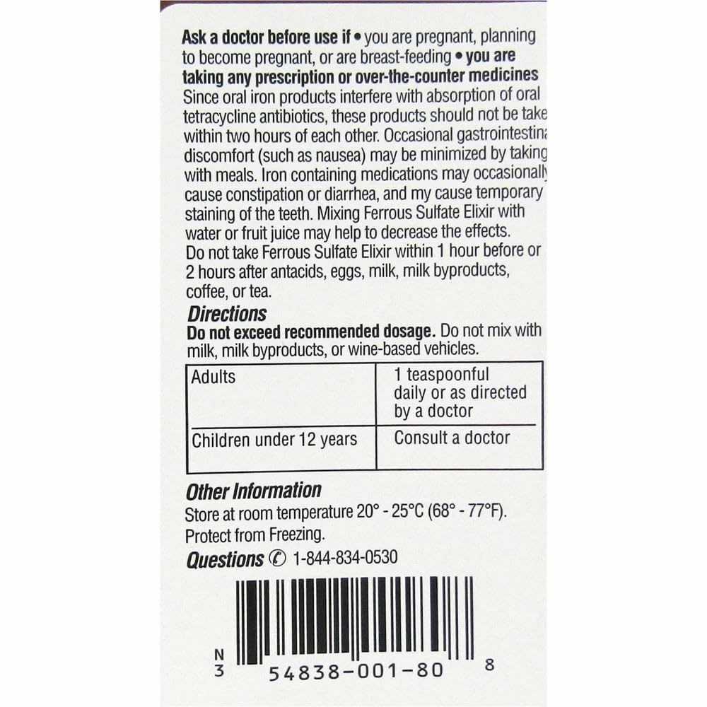 Two pack ferrous sulfate elixir
