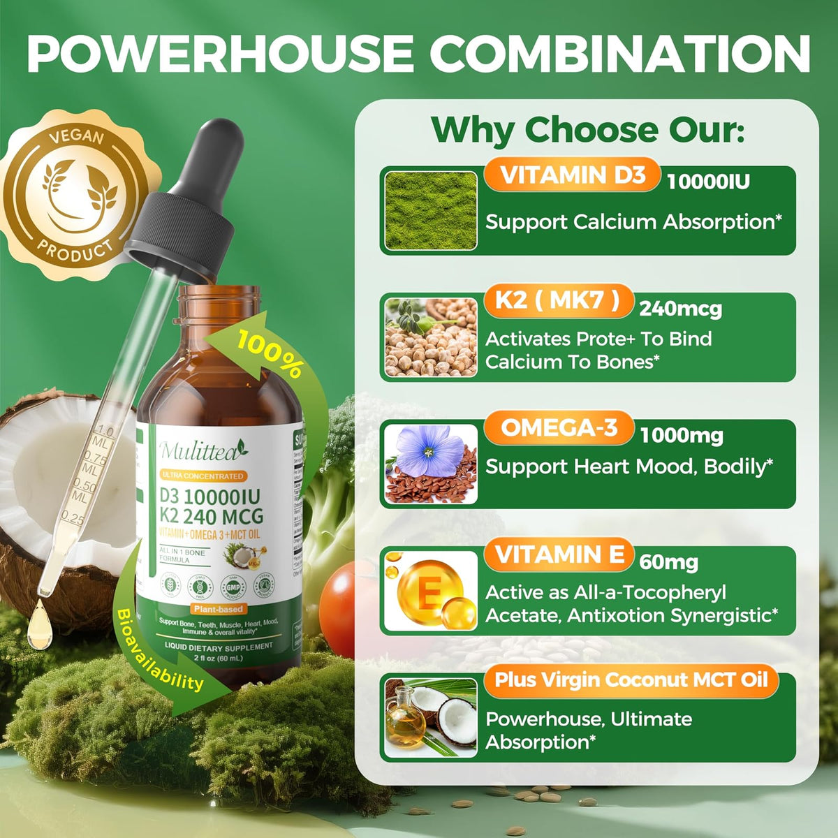 two pack vitamin D3 K2 drops